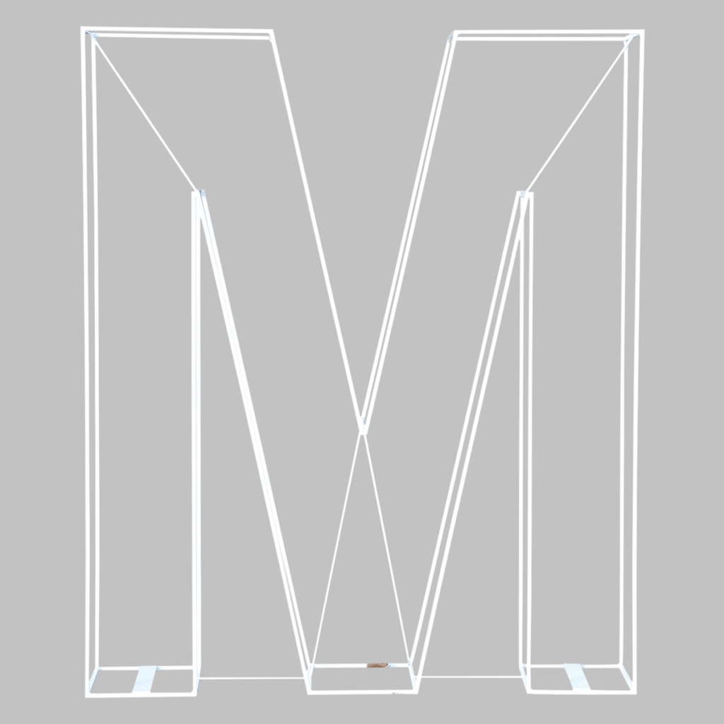 Wire Letter "M" White - 1.8m h | Social Event Hire