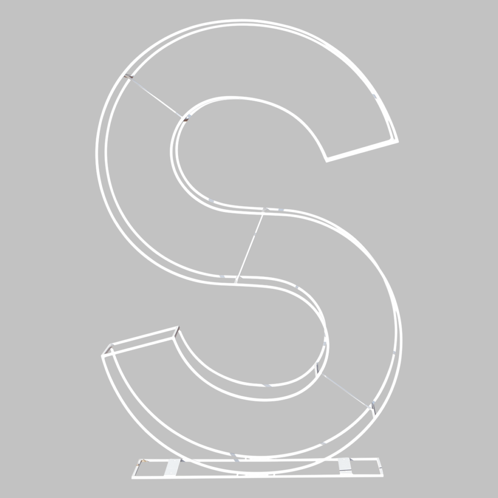 Wire Letter "S" White - 1.8m h | Social Event Hire