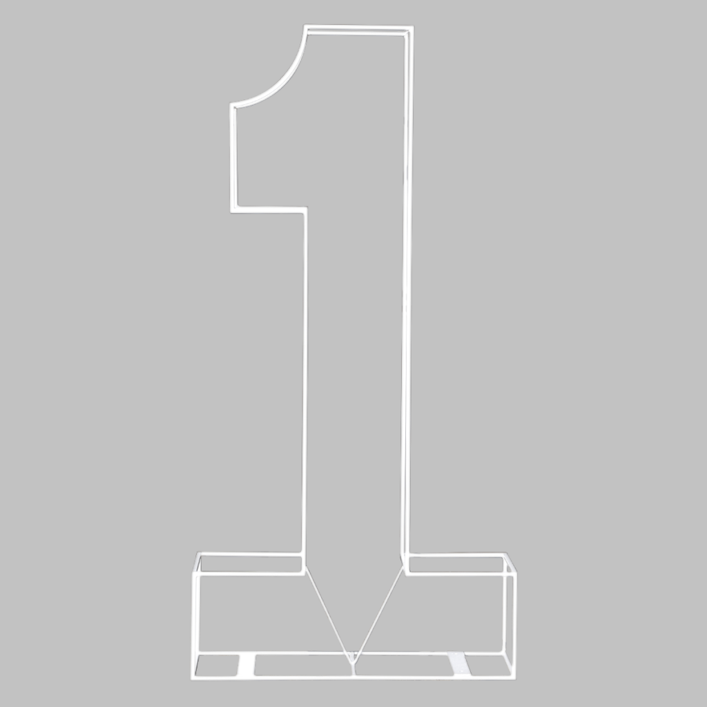 Wire Number "1" White - 1.8m h | Social Event Hire