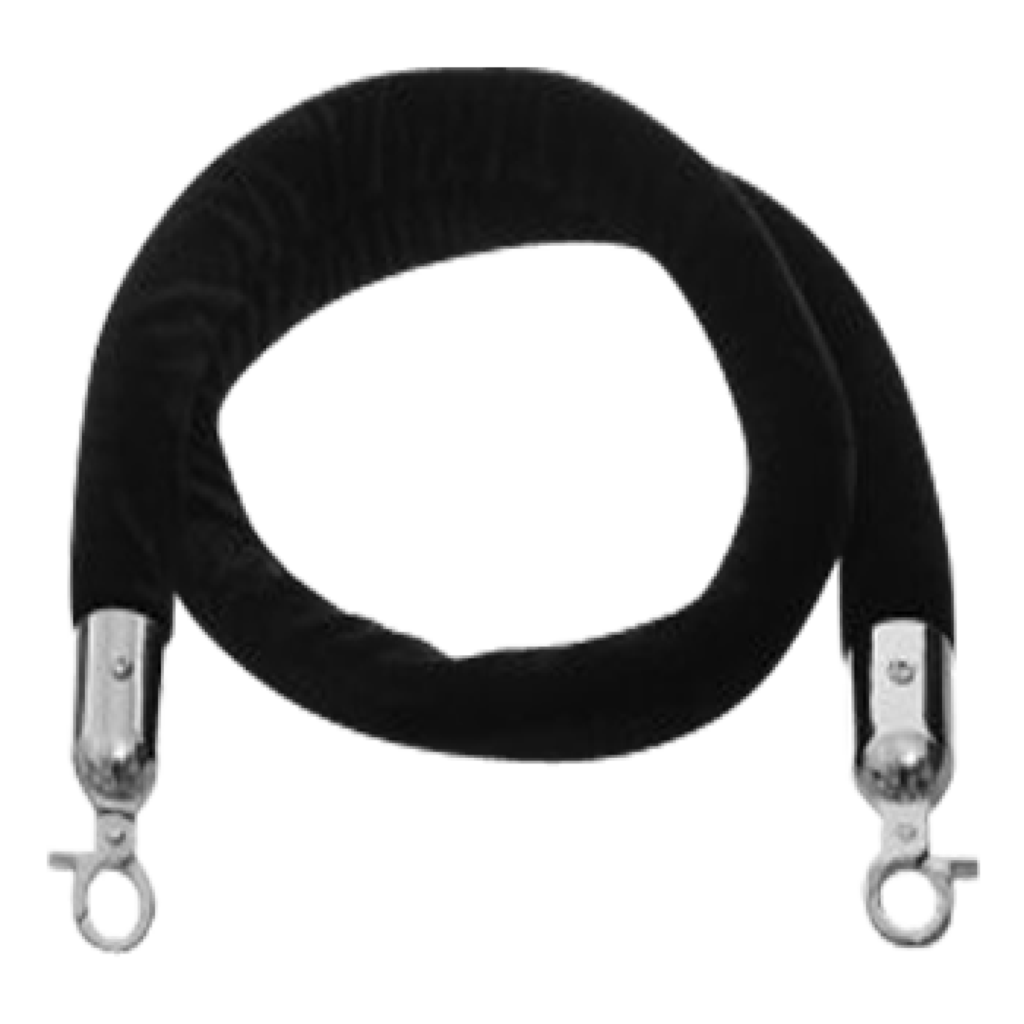 Rope Black Velvet - Silver Clips | Social Event Hire